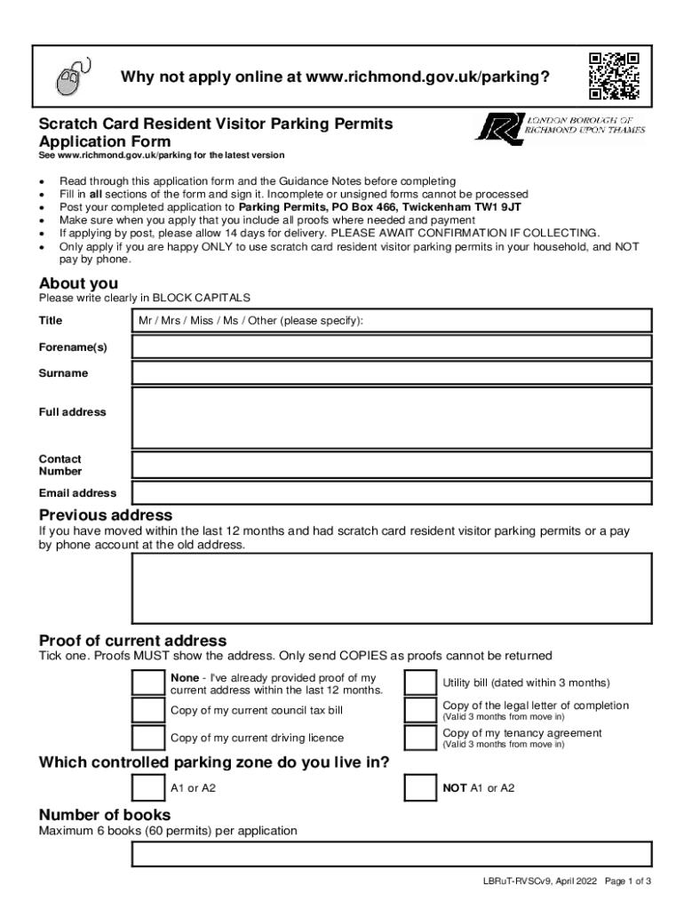 Fillable Online Resident visitor parking permits (scratch card ...