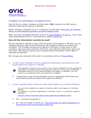 Download and complete the FOI complaint Doc Template | pdfFiller