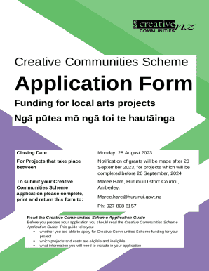 Creative Communities New Zealand Grants Scheme Doc Template | pdfFiller