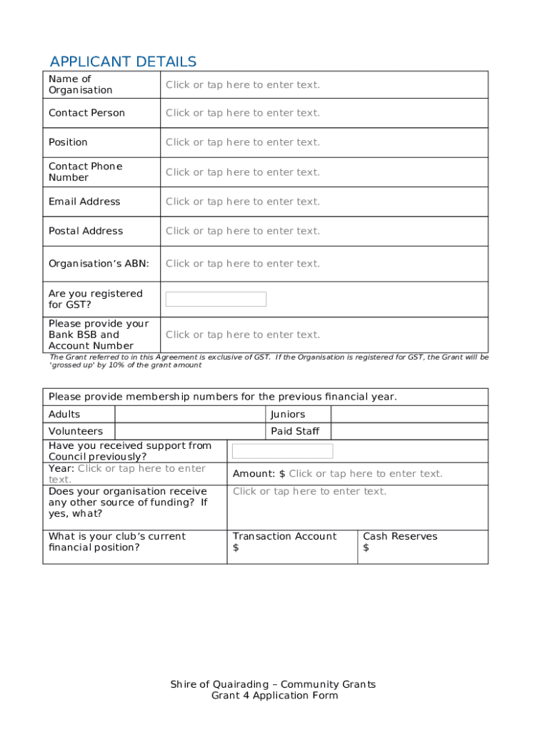 Grant 4 Application (Recurrent) Doc Template | pdfFiller