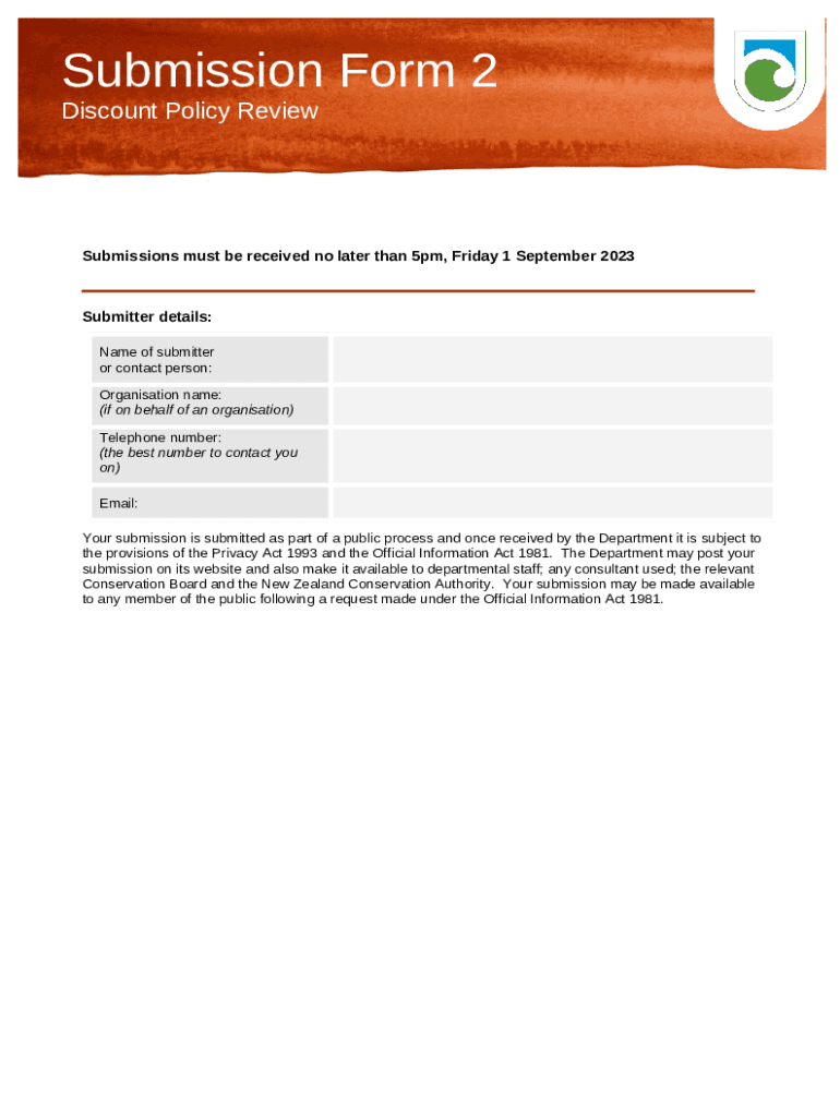 Discounts Policy Review - Purpose & Options - Submission Doc Template | pdfFiller