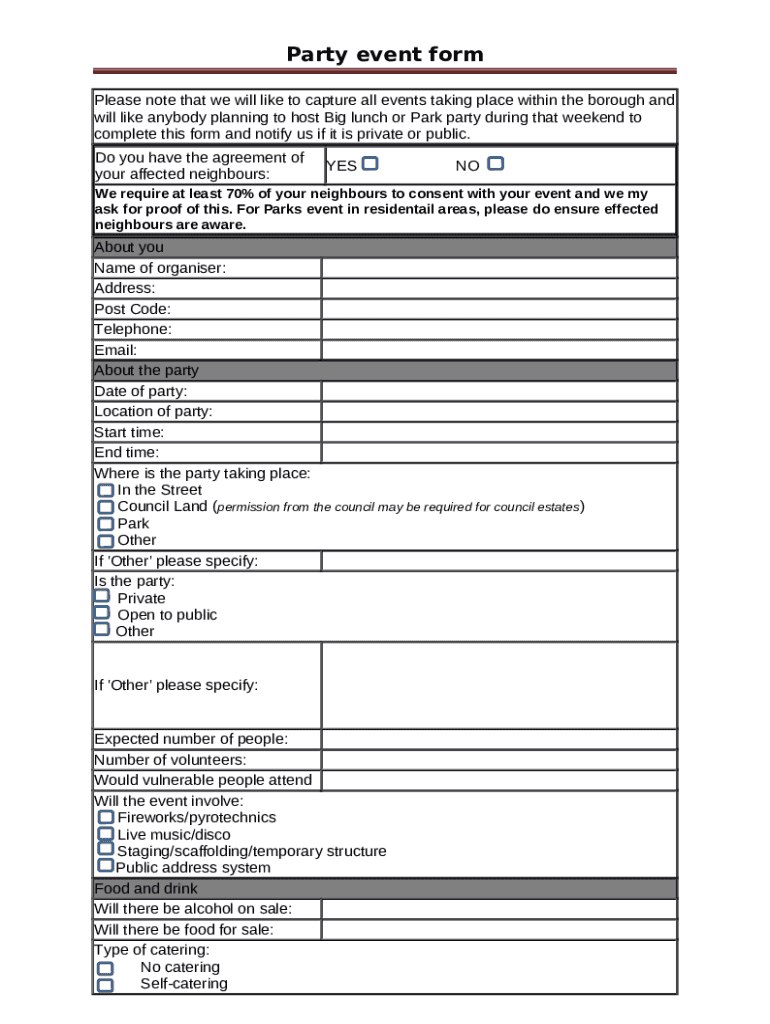 Party event Doc Template | pdfFiller
