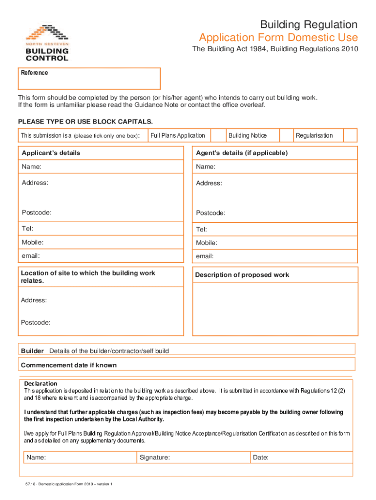 Fillable Online Domestic application form. Domestic application form ...