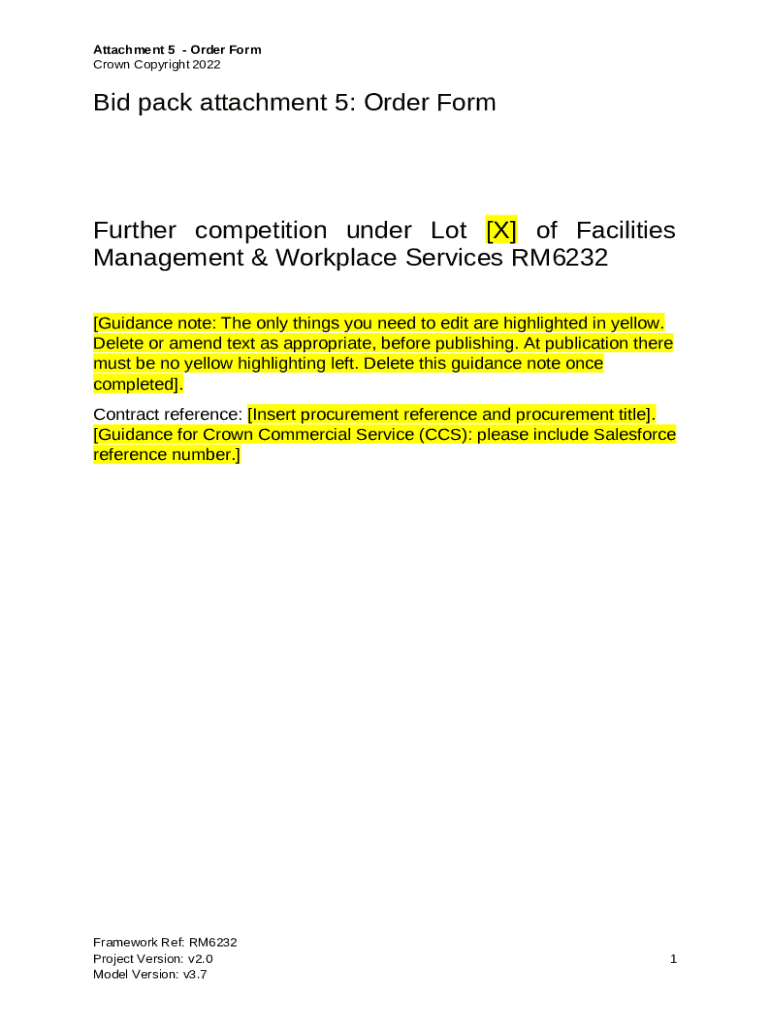 Bid Pack Guidance Framework Agreement RM6089 Doc Template | pdfFiller