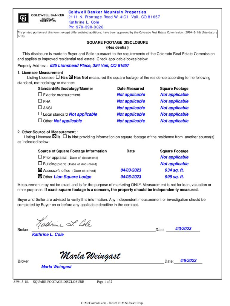 Fillable Online SQUARE FOOTAGE DISCLOSURE - imgix Fax Email Print ...