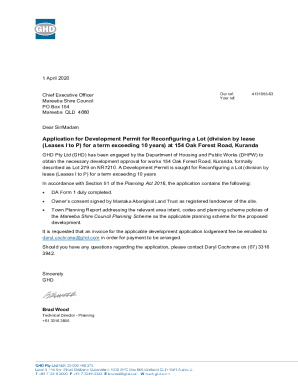 Fillable Online Application for Development Permit for Reconfiguring a ...