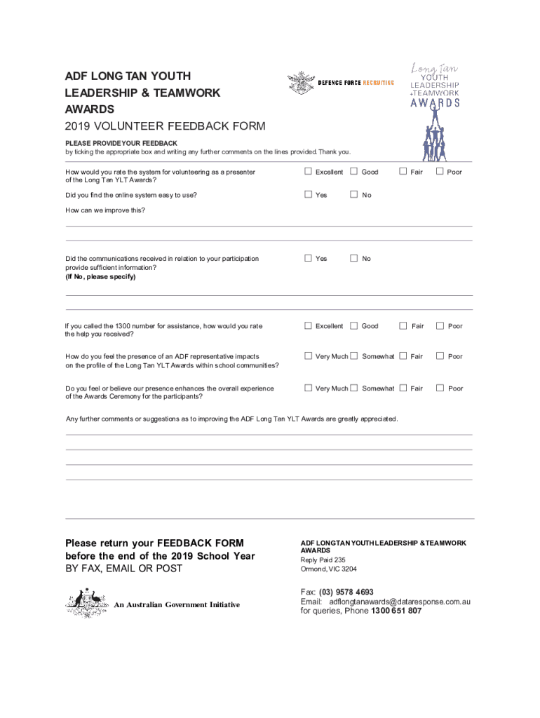 Fillable Online 2019 Volunteer Feedback form Fax Email Print - pdfFiller