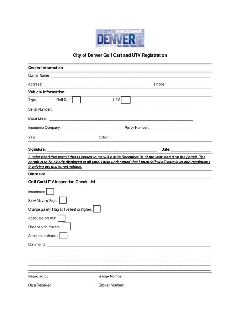 Fillable Online City of St Marys - ATV/UTV/Golf Cart Registration ...