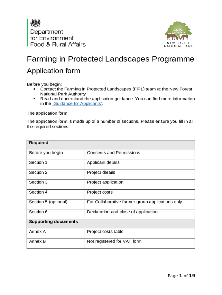 Farming in Protected Landscapes Programme Application ... Doc Template | pdfFiller