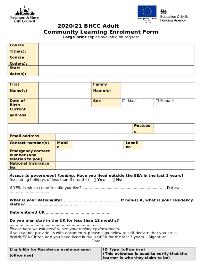 Adult Education Enrolment and Learner Agreement ... Doc Template ...
