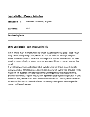Fillable Online Urgent Cabinet Report/Delegated Decision Form Fax Email Print - pdfFiller