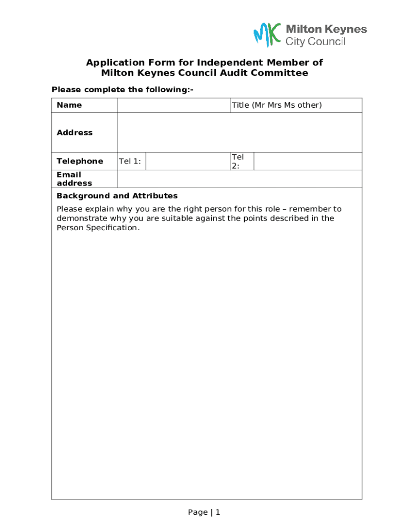 Independent Audit Committee Member Application . ... Doc Template ...