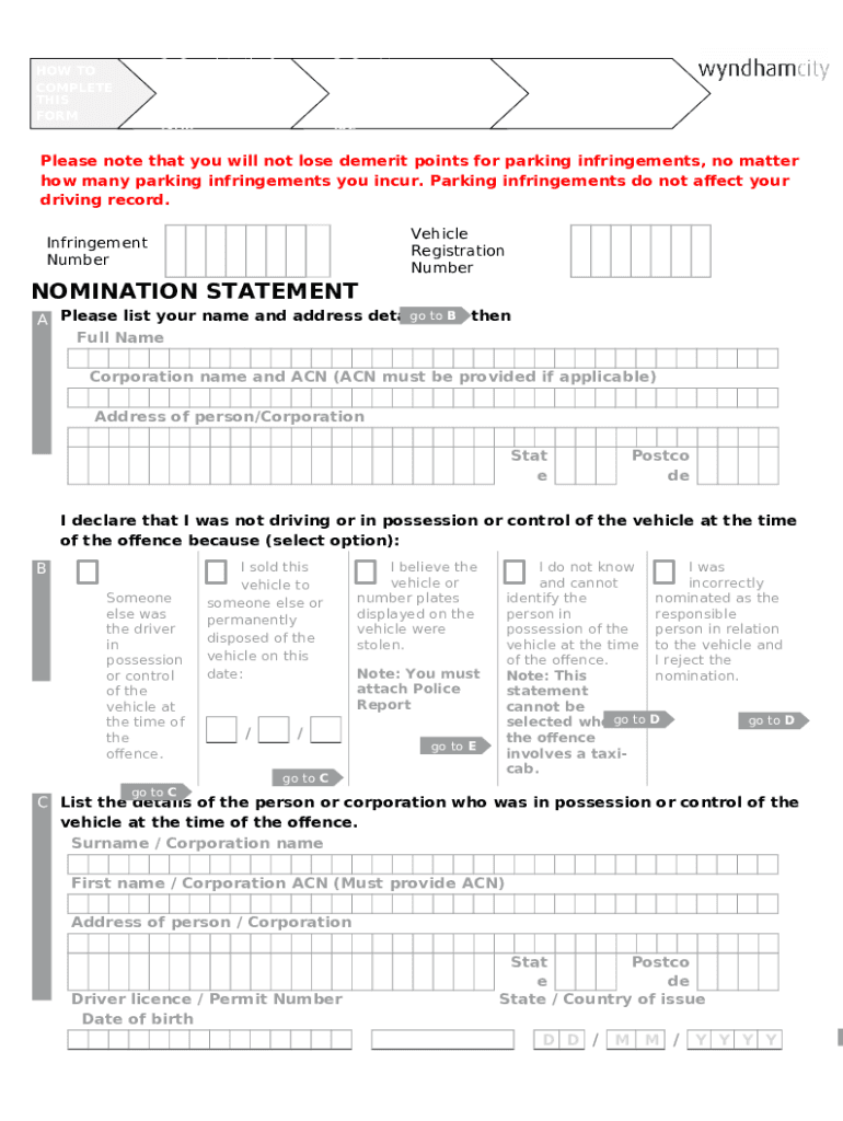 nomination statement Doc Template | pdfFiller