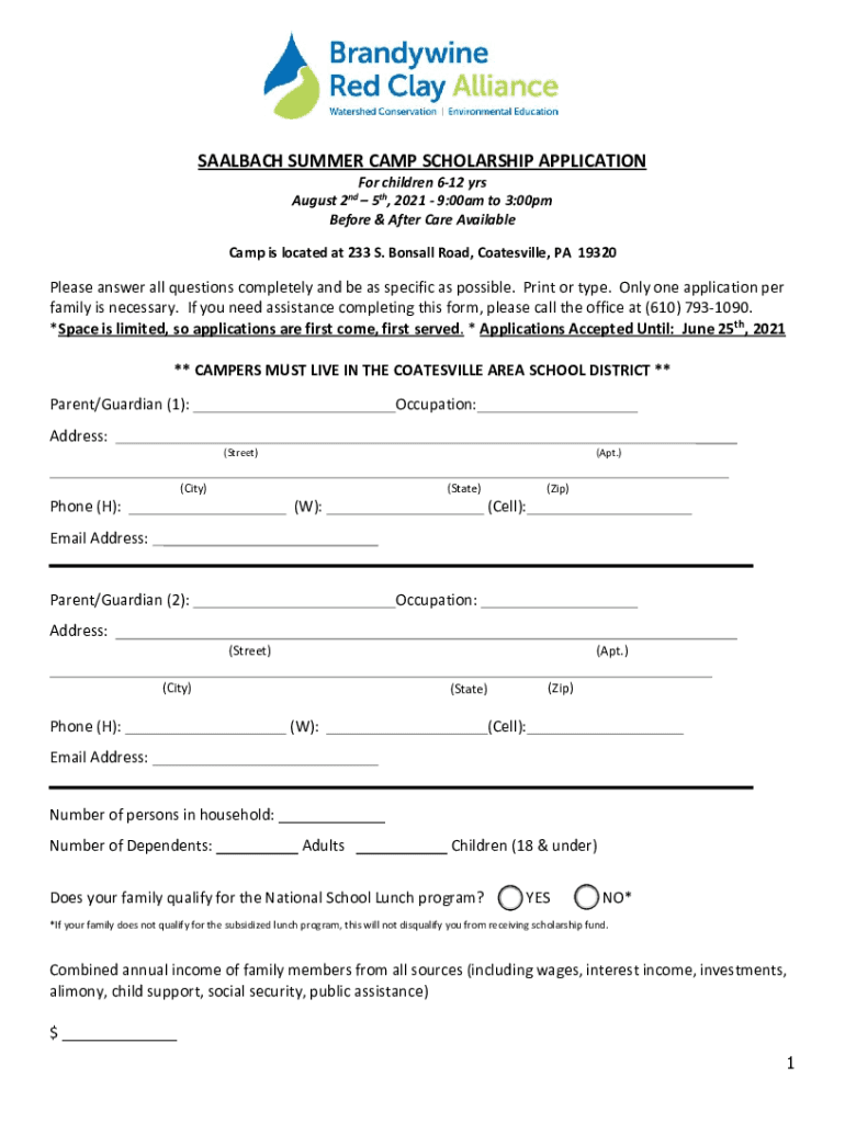 Fillable Online Scholarship Application Process and Info Fax Email ...