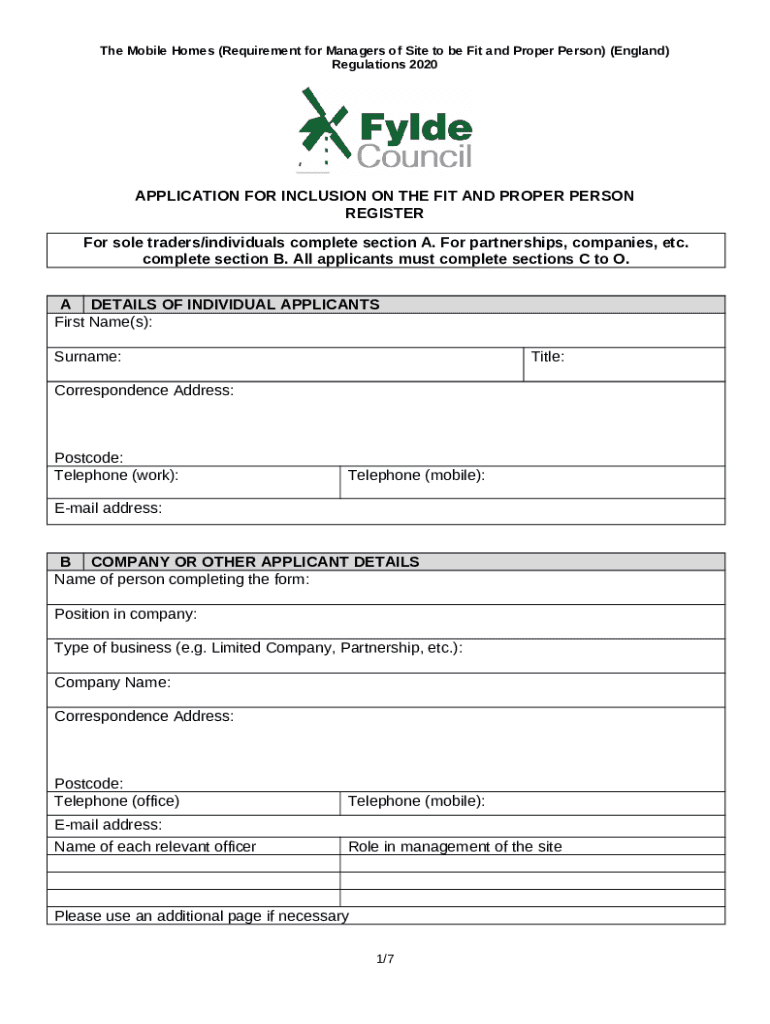 Fit and Proper Person application ( ... Doc Template | pdfFiller