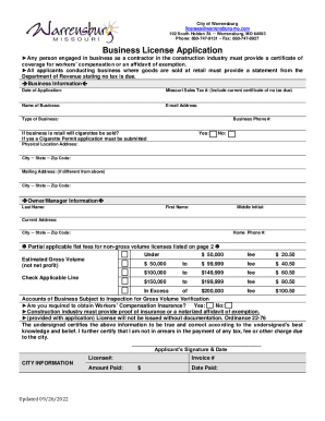 Fillable Online Business License Application - Warrensburg, MO Fax Email Print - pdfFiller