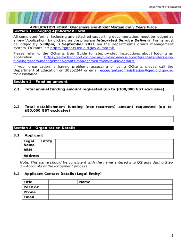 Gracemere and Mount Morgan Early Years Place application . Gracemere and Mount Morgan Early ...