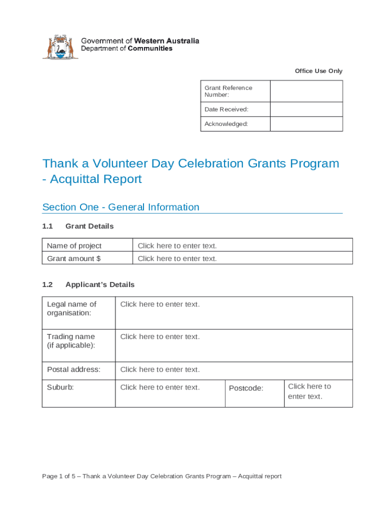 Thank a Volunteer Day - Acquittal Doc Template | pdfFiller