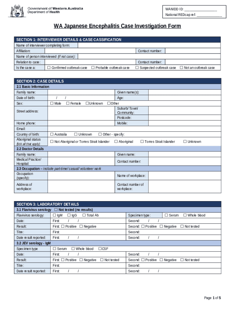 Japanese encephalitis case investigation (Word 77KB) Doc Template ...