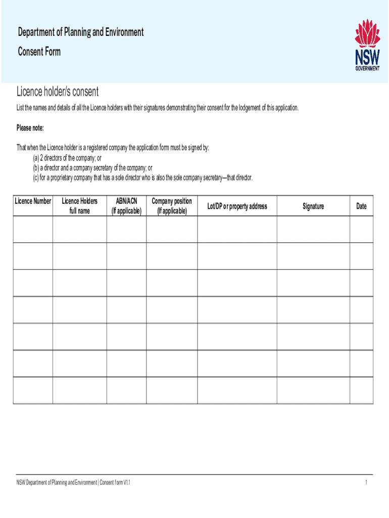 Fillable Online Licence holder/s consent. form Fax Email Print - pdfFiller