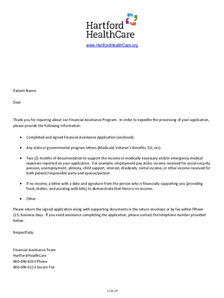 Hartford healthcare financial assistance application: Fill out & sign ...