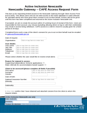 New User - Gateway Access Request ... Doc Template | pdfFiller