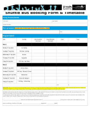 Shuttle Service Reservation Template Doc Template | pdfFiller