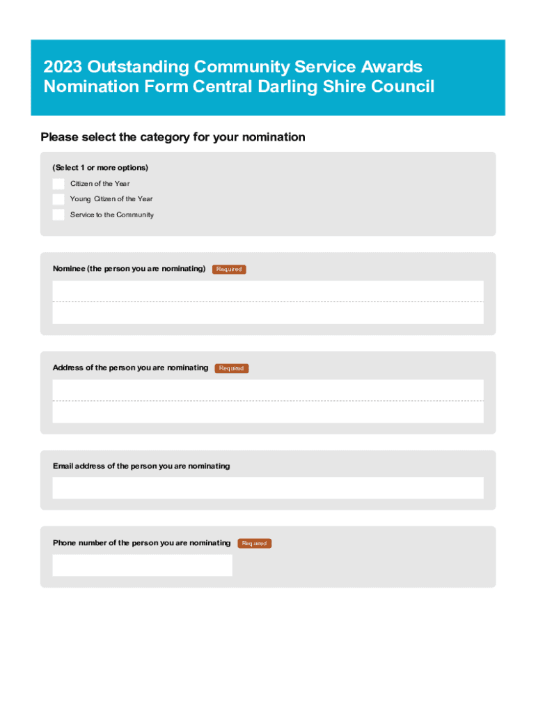 Fillable Online 2023 Outstanding Community Service Awards Nomination ...