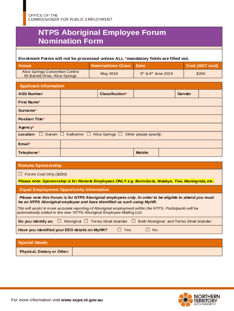 NTPS Aboriginal Employee Forum Nomination - Office of the ... Doc ...