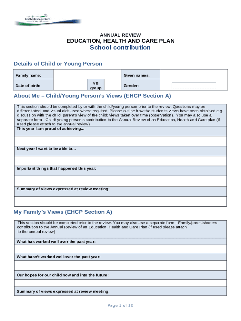 EHCP Annual Review School Contribution - sites southglos gov Doc ...