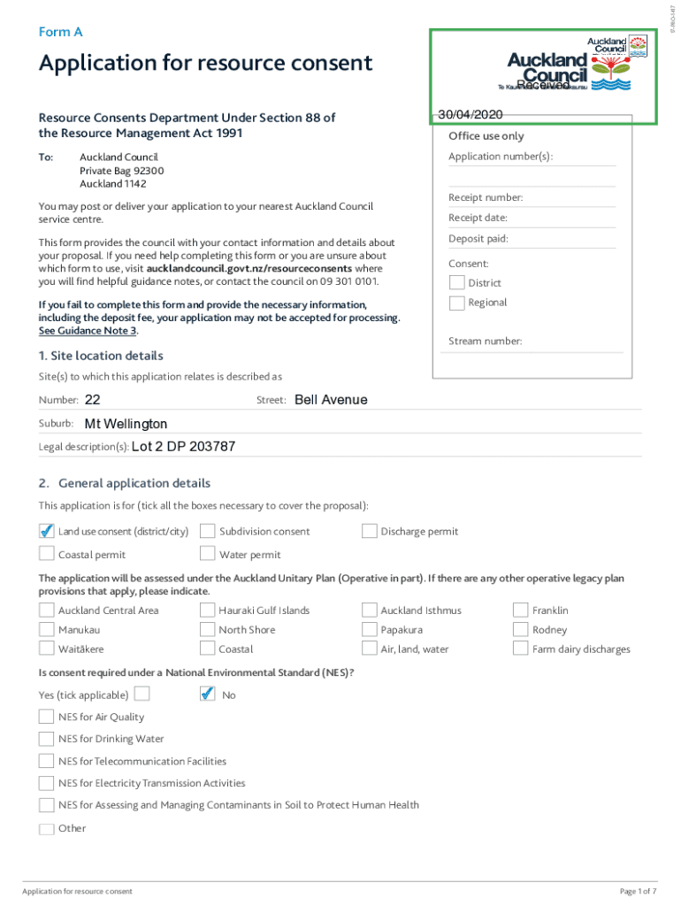 Fillable Online Resource consent fees and deposits (plus notices of ...