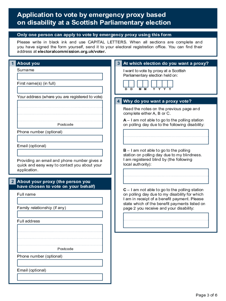 Fillable Online Emergency proxy for an electionVoting by proxy Fax Email Print - pdfFiller