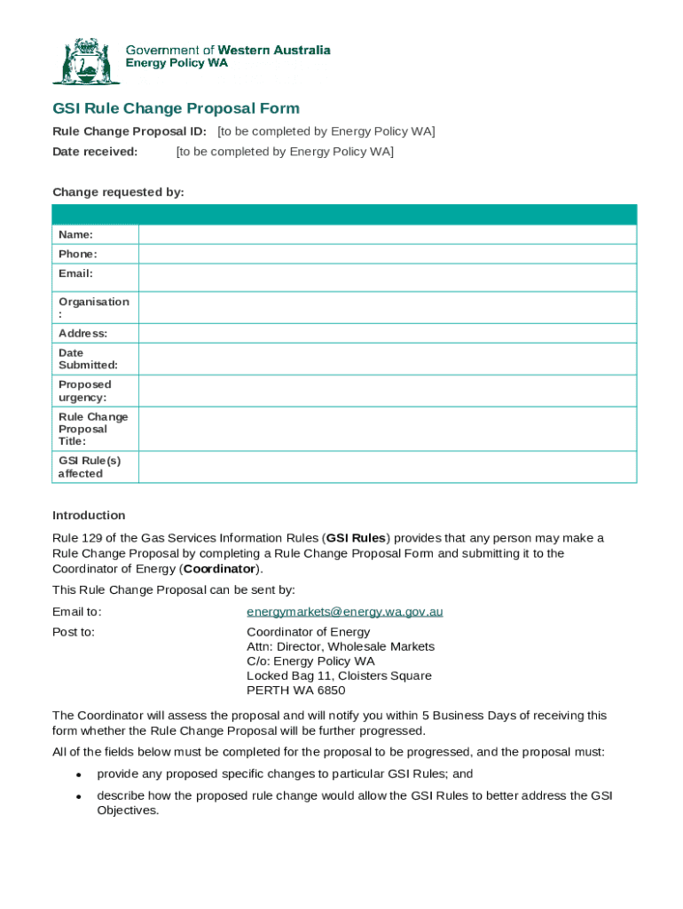 GSI Rule Change Proposal Doc Template | pdfFiller