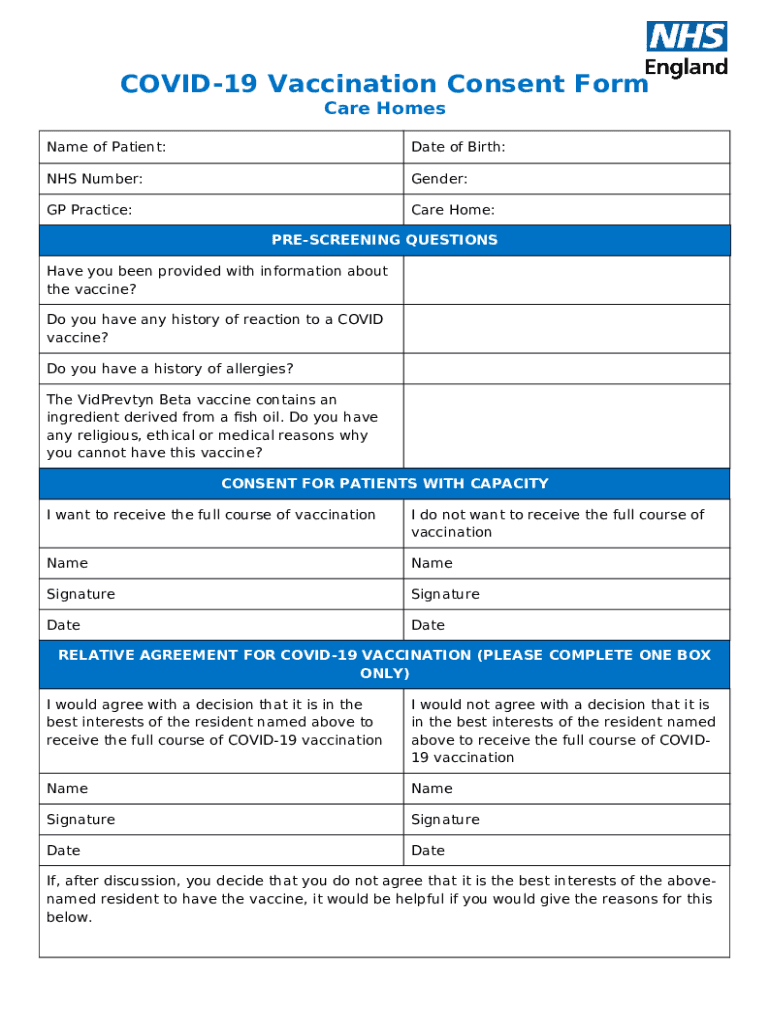 COVID-19 Vaccination Consent for Care Homes - resources leicestershire ...