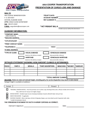 Fillable Online Aaa Cooper Claim Form - Fill Online, Printable ...