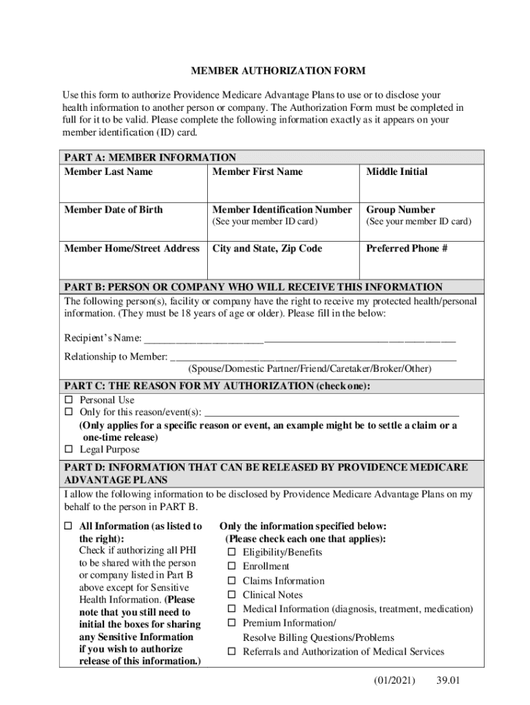 Fillable Online Providence Member Consent Form Fax Email Print - pdfFiller