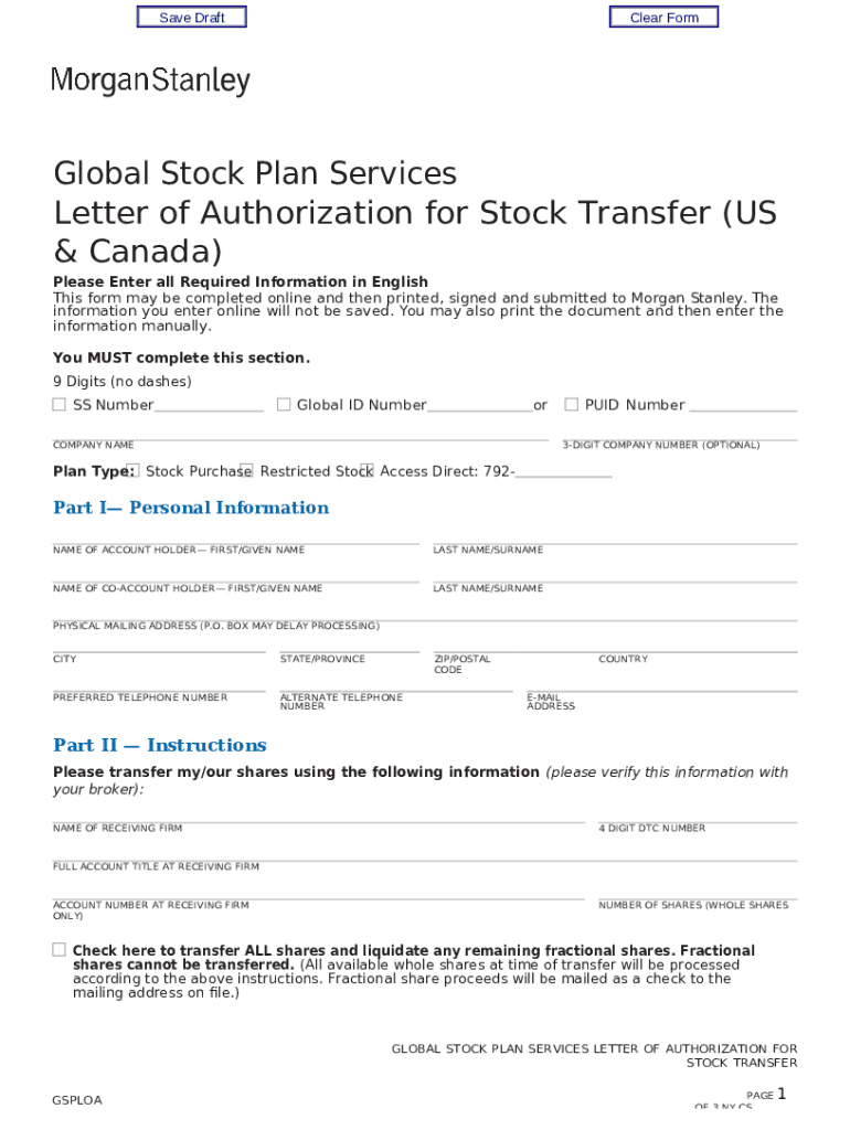 Morgan Stanley Letter Of Authorization For Stock Transfer Doc Template ...