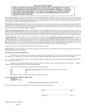 Fillable Online NOTICE TO FIRST LIEN MORTGAGE LOAN APPLICANTS: THE ...