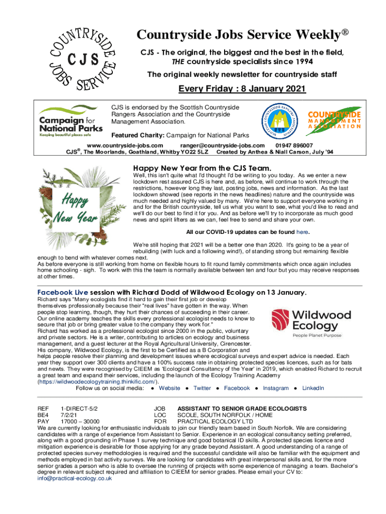 Fillable Online Countryside Jobs Service: 25 years Fax Email Print ...