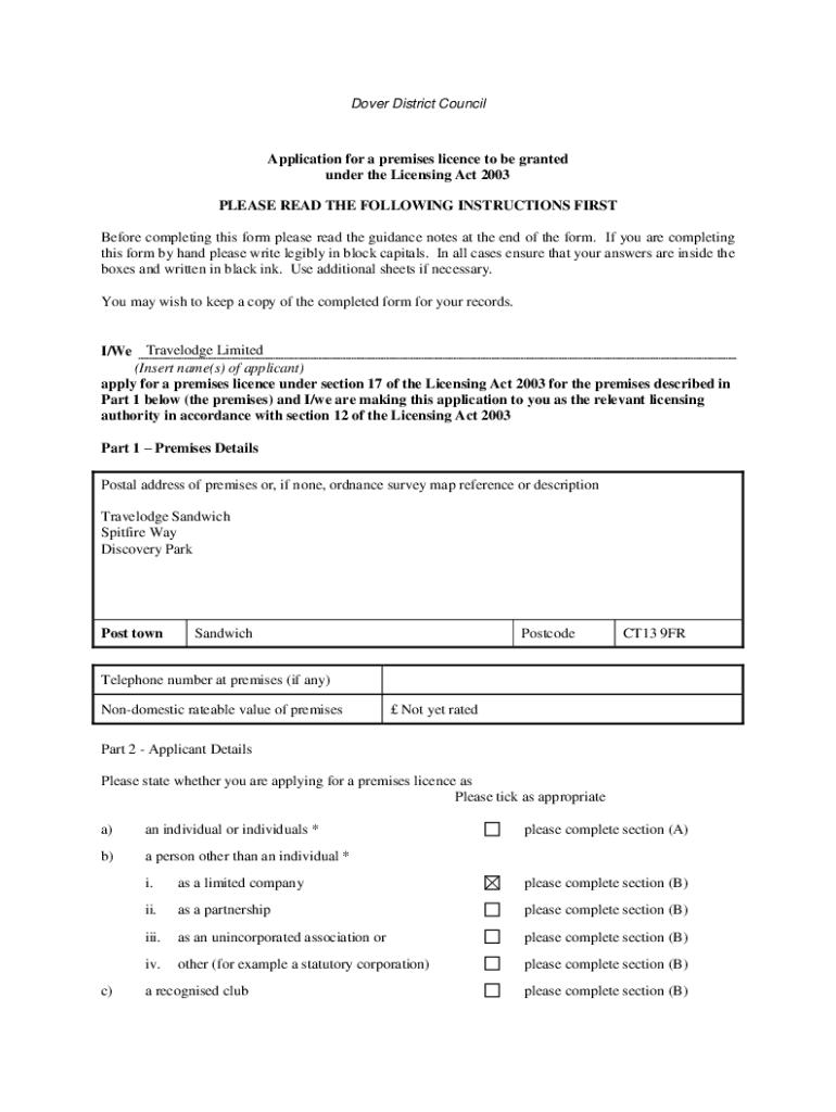 Fillable Online Application form for a new Premises Licence - StudyLib Fax Email Print - pdfFiller