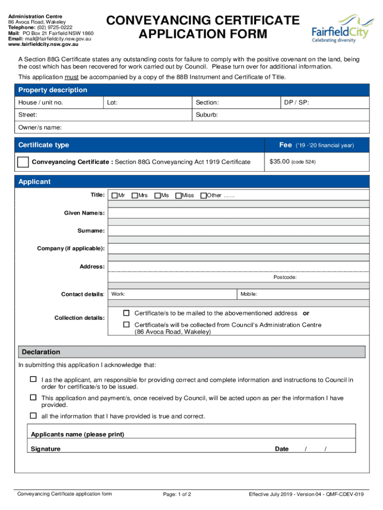 Fillable Online Conveyancing Certificate application form Fax Email ...