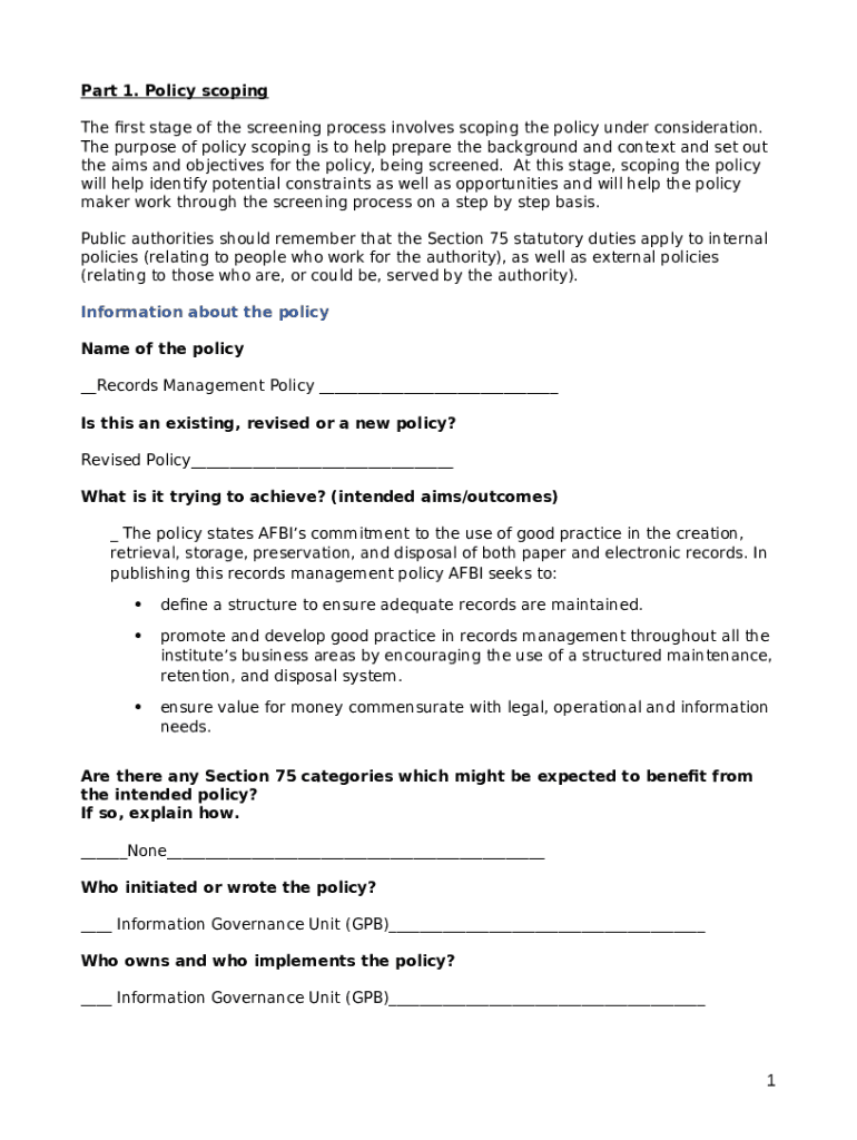 POLICY SCOPE Sample Clauses Doc Template | pdfFiller