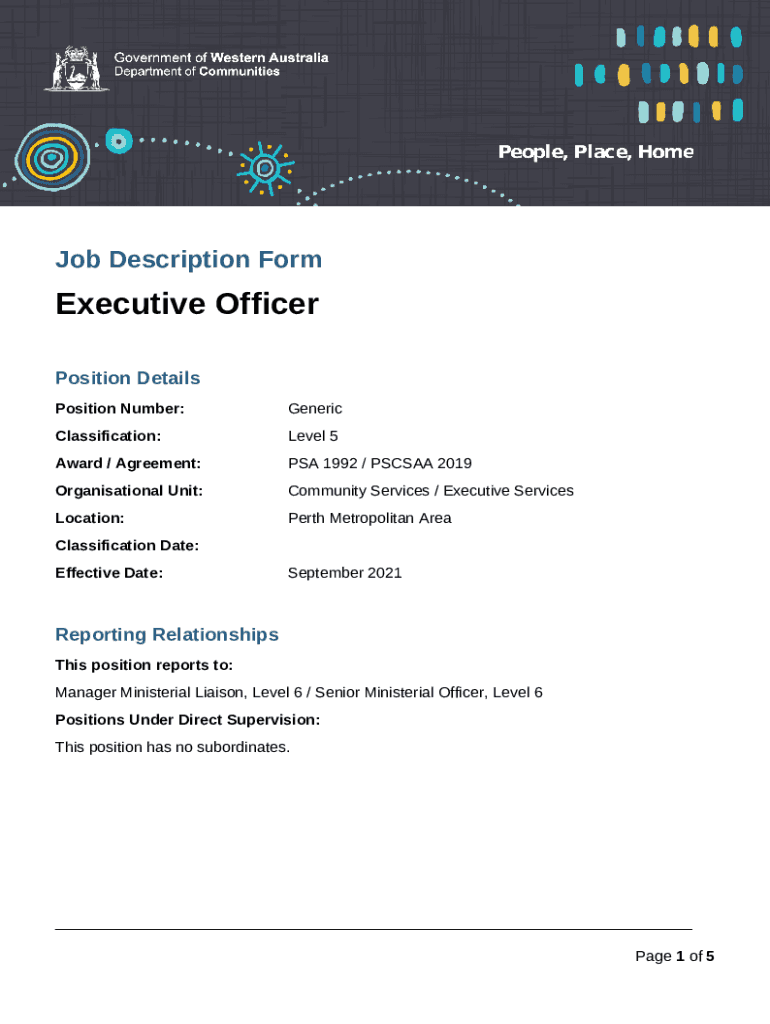 Job Description Senior Executive Officer Position Details Doc Template ...