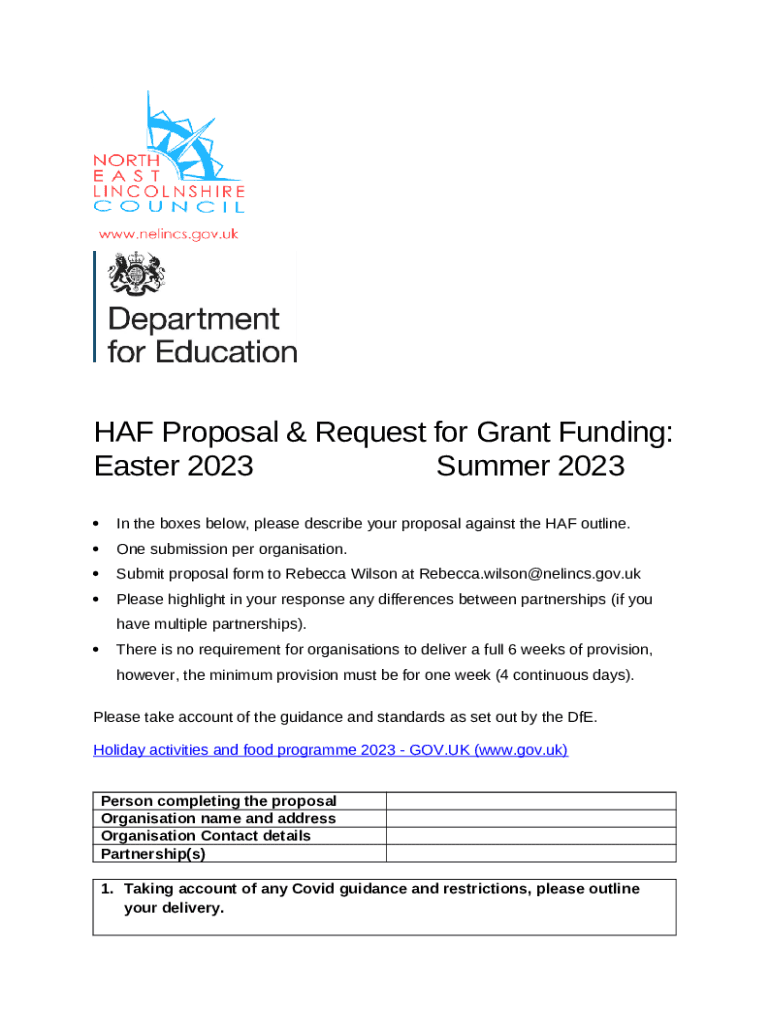 NELC-HAF-Proposal-and-Grant-Request-Easter-Summer- ... Doc Template | pdfFiller