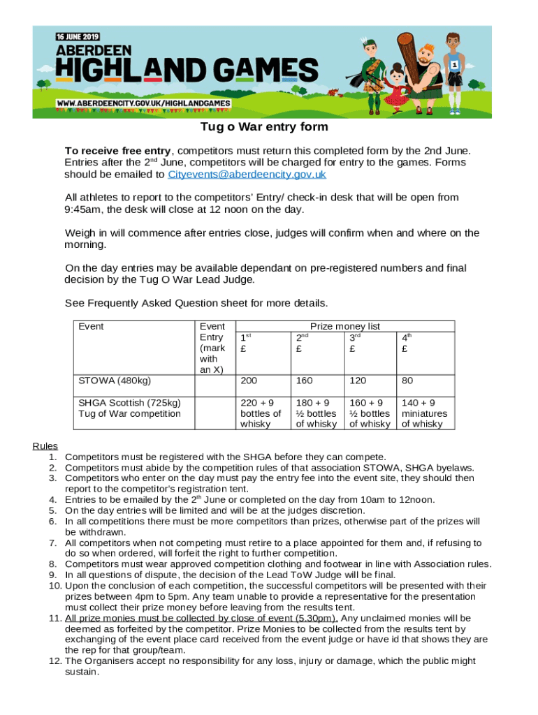 Family Fun Day Tug Of War Entry Doc Template | pdfFiller