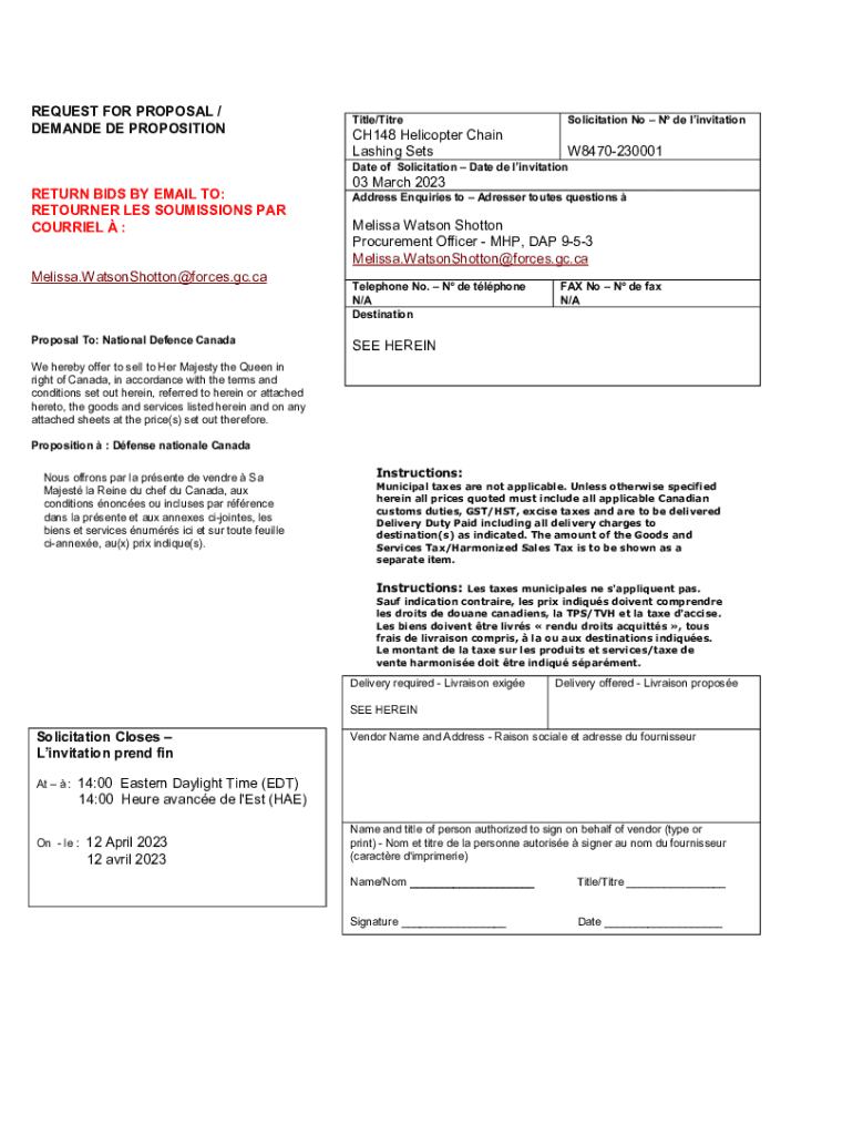 Fillable Online request for proposal / demande de proposition Fax Email Print - pdfFiller