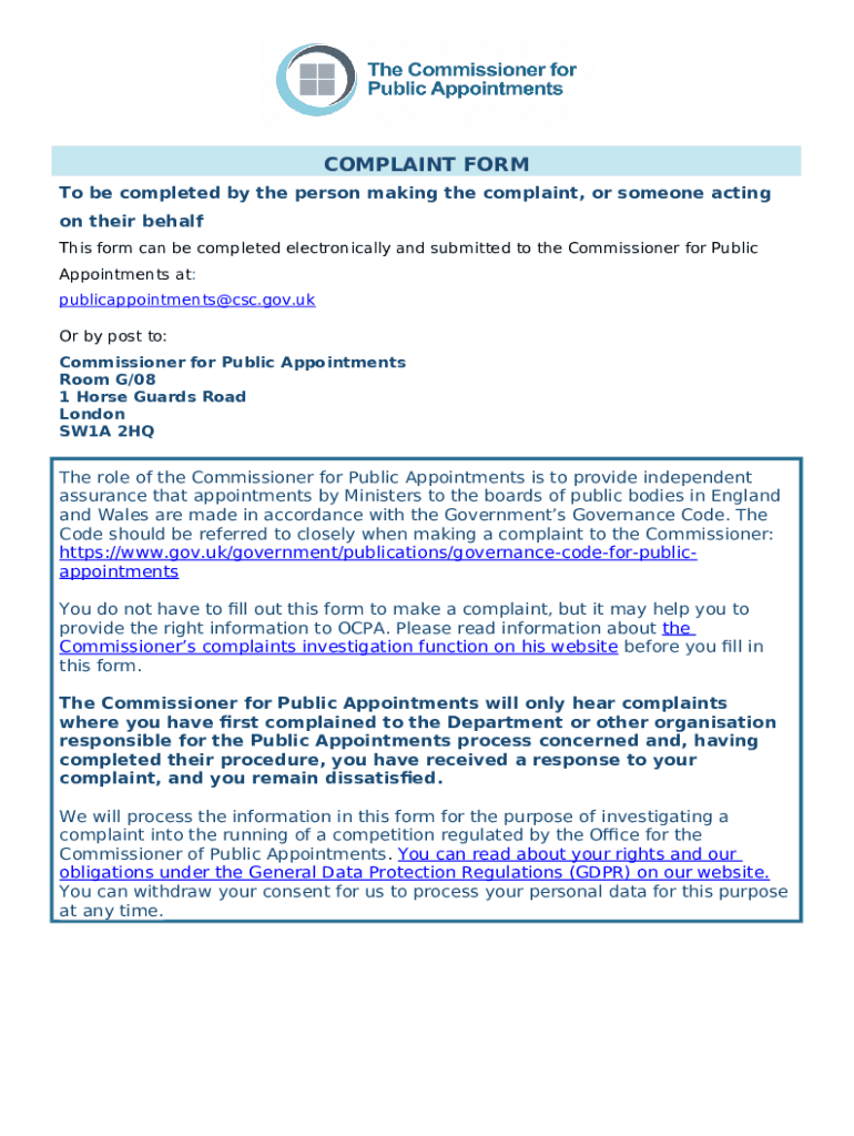 Complaint Resolution Request - publicappointmentscommissioner ...