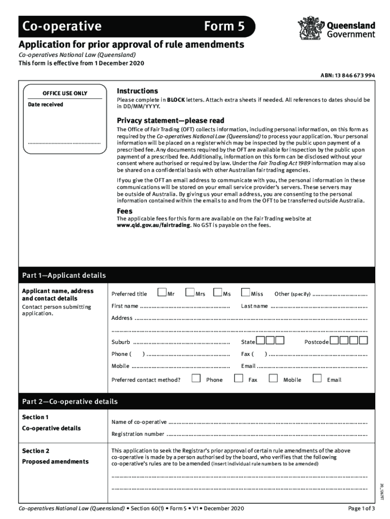 Fillable Online Co-operative Form 5 Fax Email Print - pdfFiller