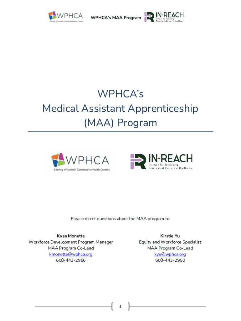 Fillable Online WPHCA's Medical Assistant Apprenticeship (MAA) Program ...