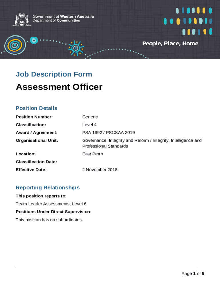 Job Description Assessment Officer Position Details Doc Template ...